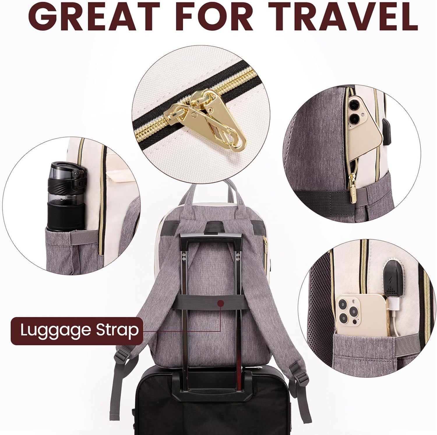 LOVEVOOK Backpack Purse for Women, Fits 15.6 Inch Laptop Backpack, Fashion Travel Work Anti-theft Bag, Business Compute