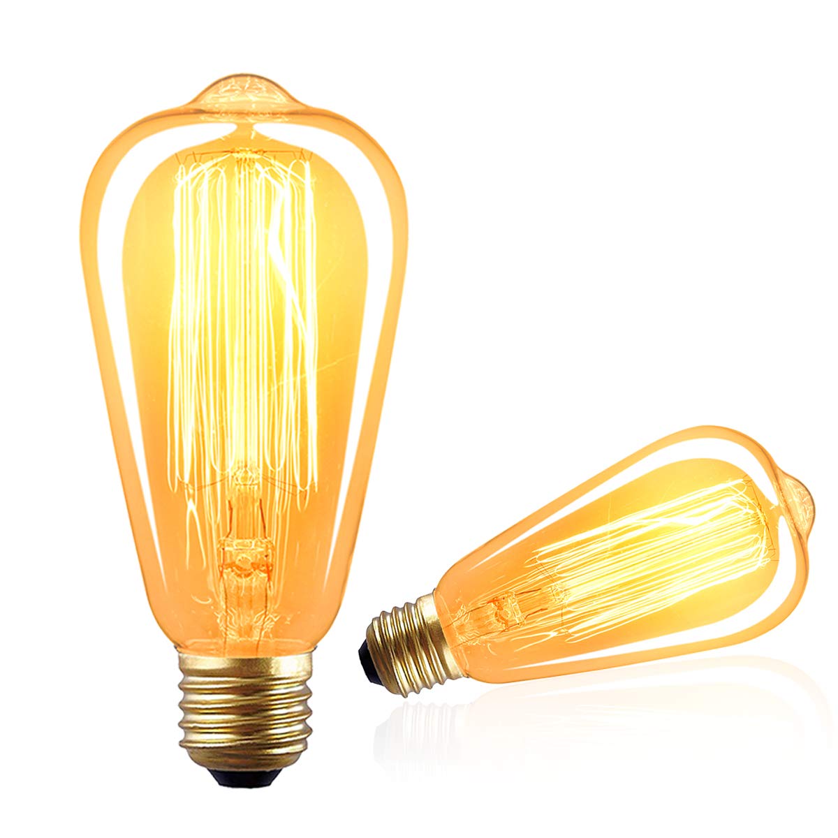 LUXON Edison Bulbs,Antique Vintage Style Incandescent Light Bulbs,Dimmable Amber Warm,60W E26 Base for Wall Sconce Pack of 2