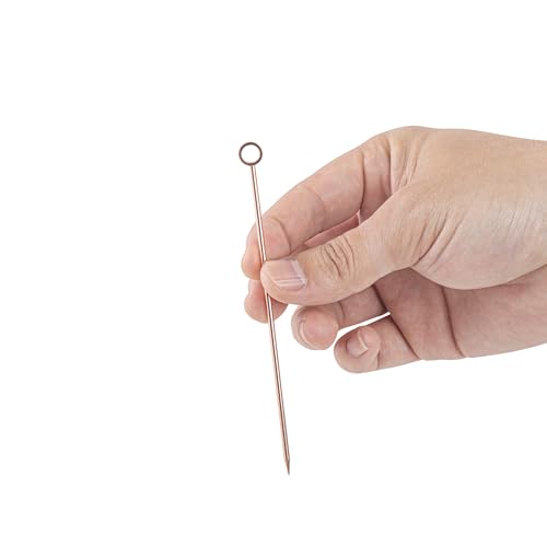Restaurantware 4.5-inch Stainless Steel Cocktail and Martini Picks: Perfect for Professional Bars or At Home Use - Copper Plated Skewer For Fruit or Olive Garnishes - 10ct Toothpicks