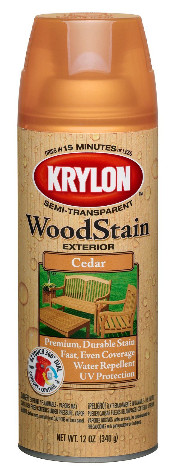 Krylon K03601000 Exterior Semi-Transparent Wood Stain, Cedar, 12 Ounce