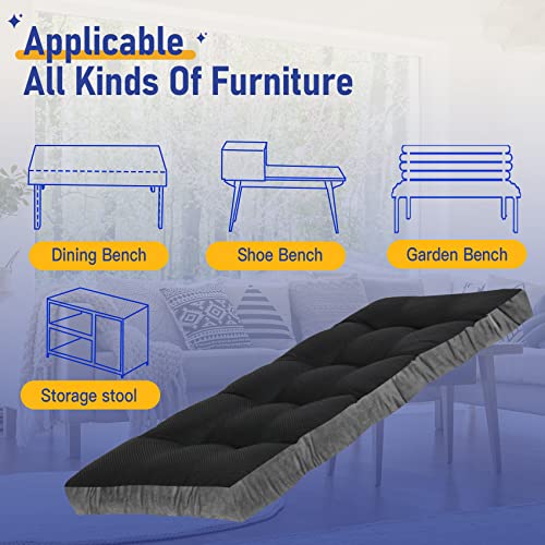 ROFIELTY Bench Cushion 36 inches. Non-Slip Tufted Cushion for Indoor/Outdoor use, Comfortable Window Cushion, Soft Piano Bench Cushion.Multi-Scene use of Cushions. (36x14x3, Dark Gray)