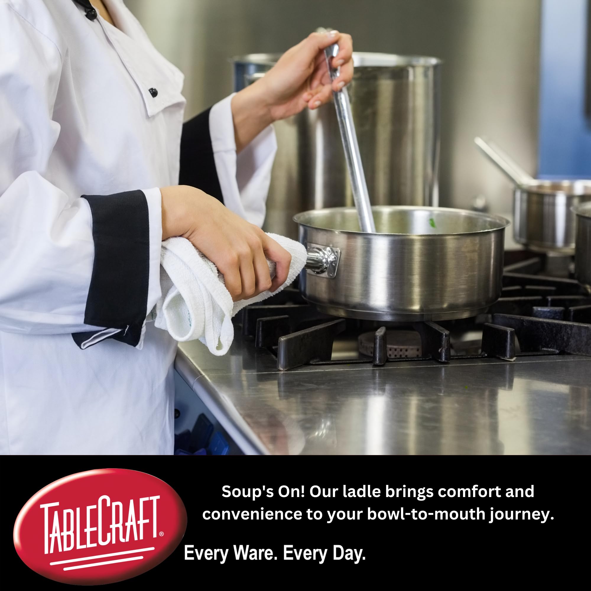 TableCraft 11631 Holden Collection Ladle, 1 oz., Small, with spout, 11.75" x 3.5" x 2", Hollow Handle, Stainless Steel (18-0)