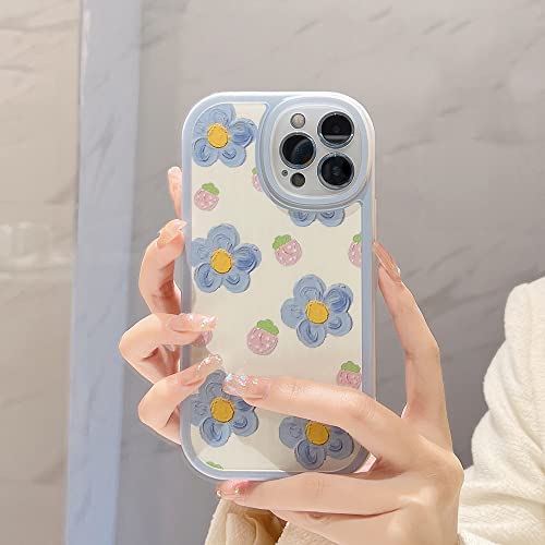 PNATEE Case Compatible for iPhone 13 Mini, Cute Flower Soft TPU Protective Bumper Cover Women Girls, Blue Floral Pattern Phone Case for iPhone 13 Mini (5.4 inch)