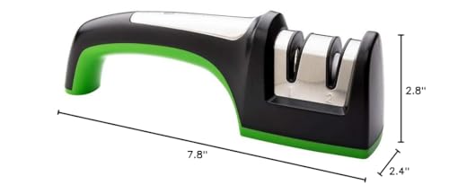 Restaurantware 7.8 x 2 Inch Knife Sharpener 1 Heavy-Duty Knife Sharpening Tool - Manual Tabletop Design Diamond Edge Black Stainless Steel Kitchen Knife Sharpener For Sharpening Straight Knives