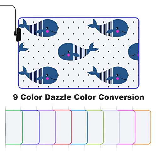 Cute Funny Animal Cartoon Polka Dot Art Large Mouse Pad Gaming Mouse Pad RGB Laptop USB Illuminated LED Home Office Accessories Desk Pad