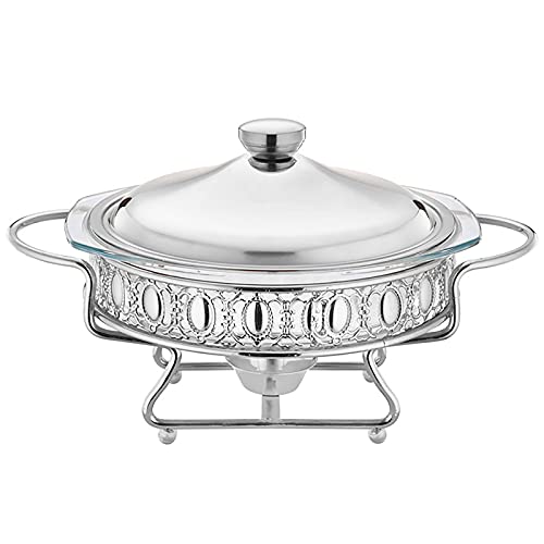 WCCCW Chef Chafing Dish Buffet Set, Stainless Steel Chafer and Buffet Warmers Sets, Catering Buffet Mini Hot Pot Outdoor Picnic Household,Silver