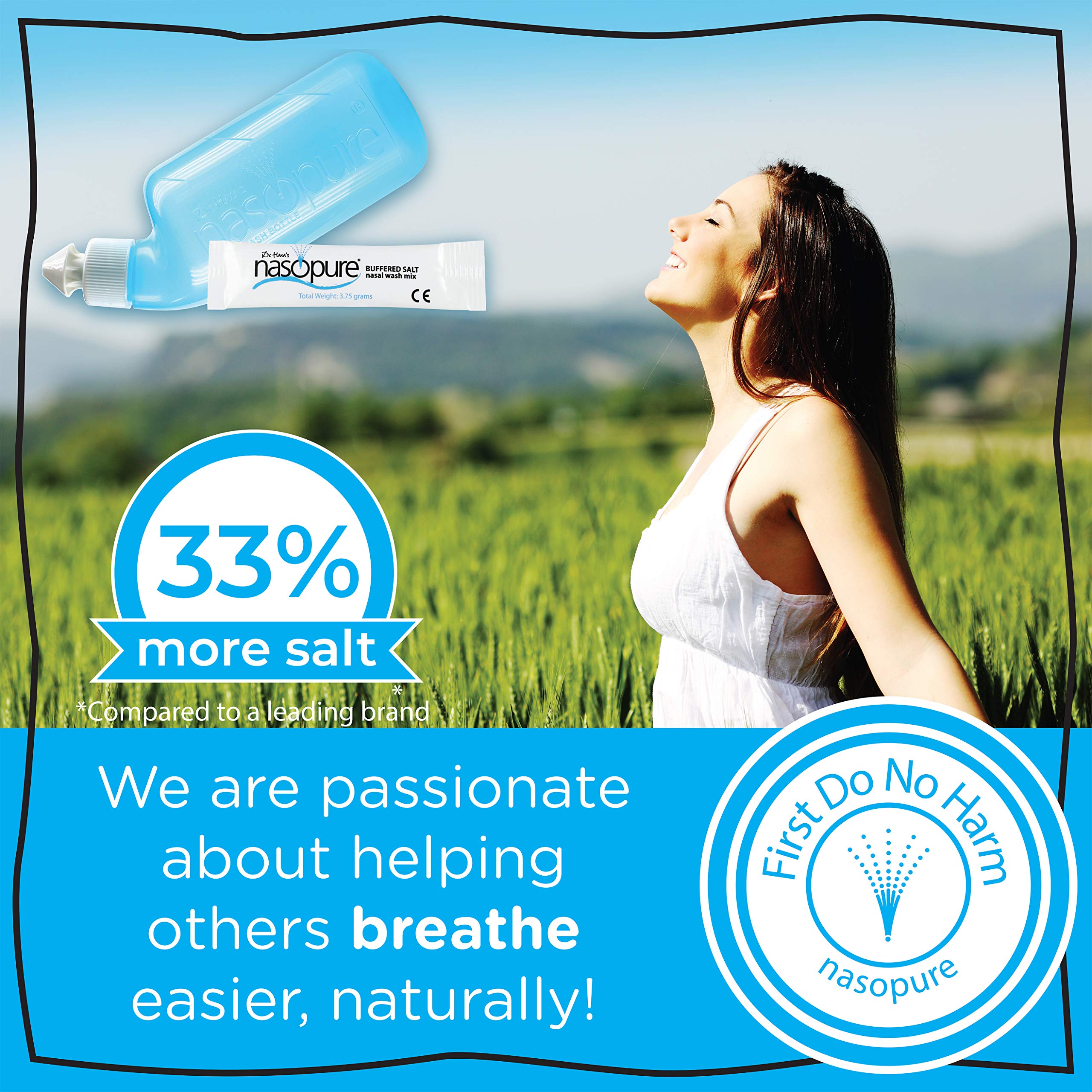 Nasopure Nasal Wash, System Kit, “The Nicer Neti Pot” Sinus Wash Kit, Comfortable Nasal Rinse 8 Oz Bottle & 20 Salt Packets (3.75 Grams Each), Nasal Congestion, Cold, Flu, Allergy, Nasal Irrigation