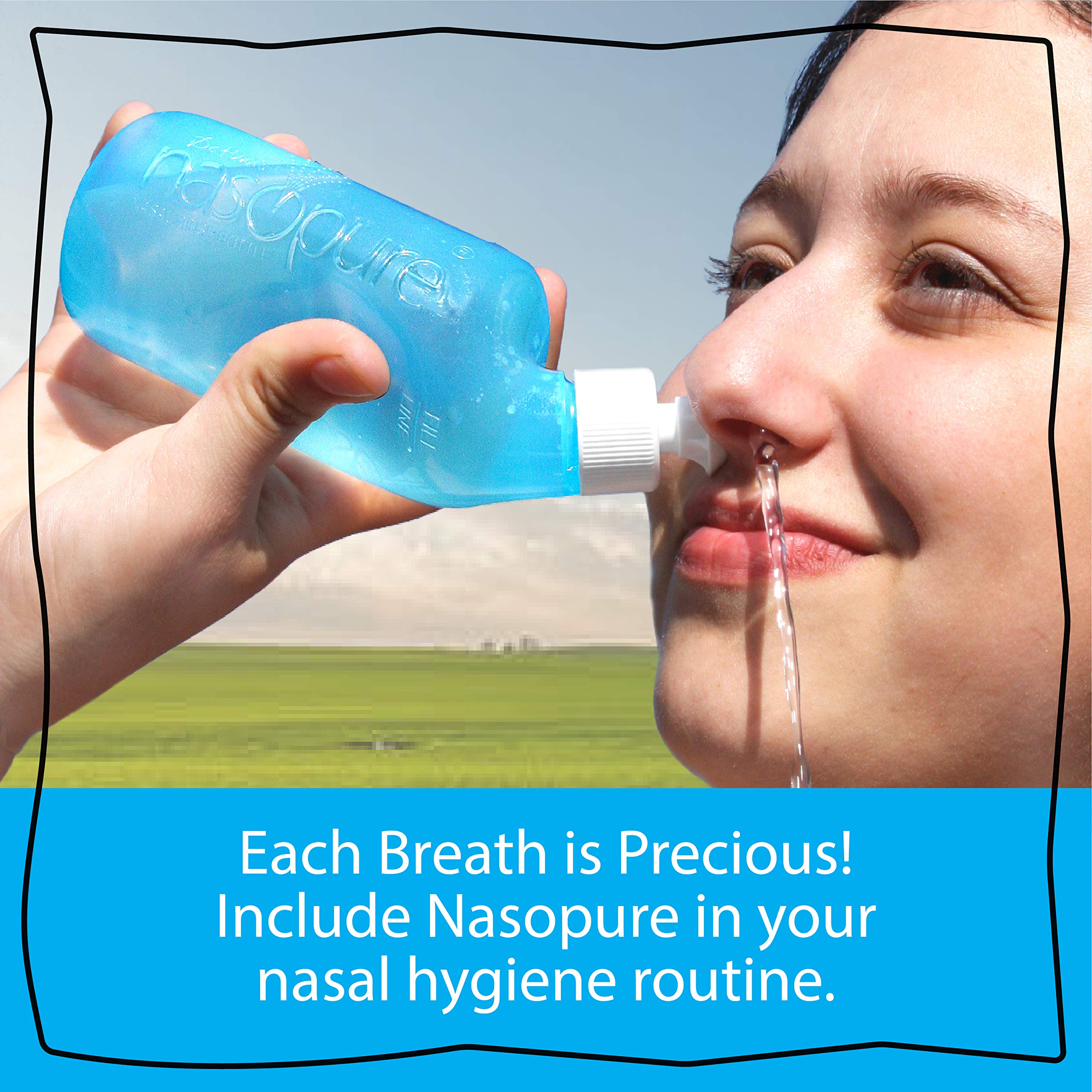 Nasopure Nasal Wash, System Kit, “The Nicer Neti Pot” Sinus Wash Kit, Comfortable Nasal Rinse 8 Oz Bottle & 20 Salt Packets (3.75 Grams Each), Nasal Congestion, Cold, Flu, Allergy, Nasal Irrigation