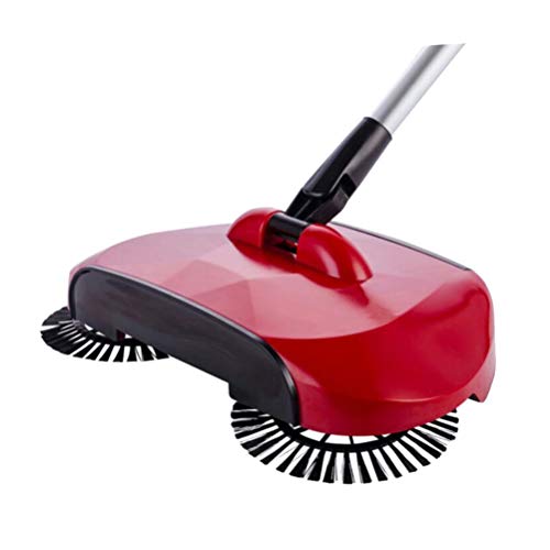 Healifty Sweeper Vacuum Carpet Sweeper Mini Hand Push Sweeper 3 in 1 Household Cleaning Lazy Dustpan Trash Bin 360Β° Rotating Floor Cleaning Mop (Red) Carpet Broom