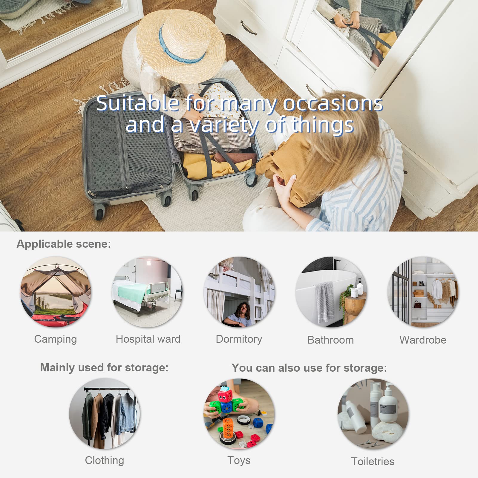 TABITORA Portable Hanging Travel Shelves Bag Packing Cube Organizer Suitcase Storage Large Capacity (Grey XL)