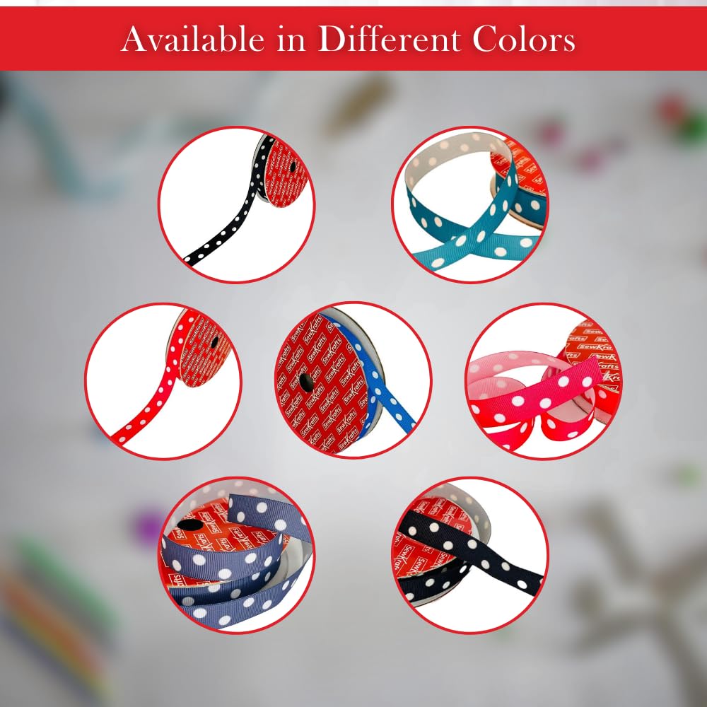 Grosgrain Polka Dot Ribbon for Gift Wrapping, Hair Bows & Party Decorations - 5/8" x 10 Yards, Perfect Easter Ribbon for Spring Crafts, Multi-Purpose Festive Ribbon [Sea Green]