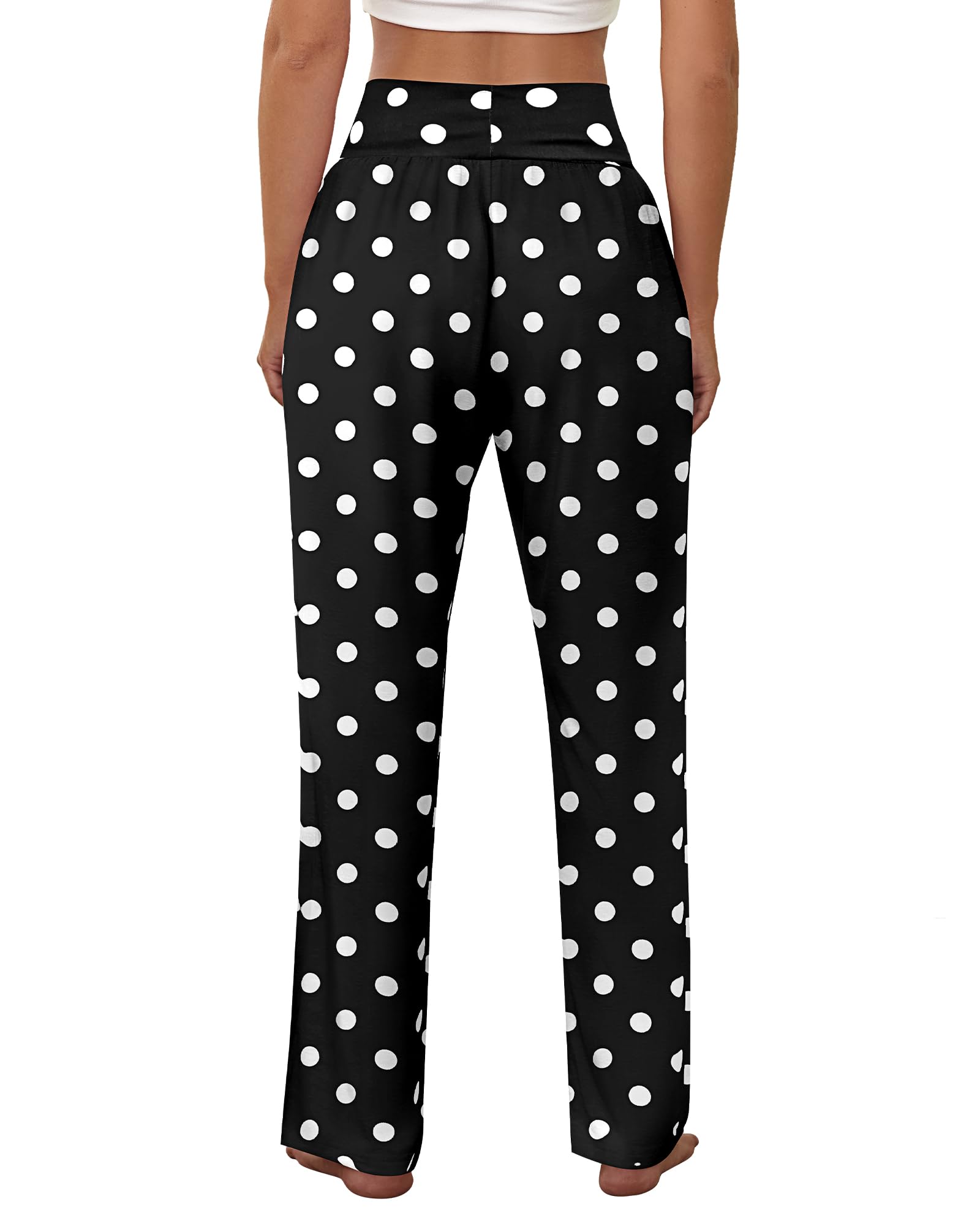 Neer 3 Pcs Women's Wide Leg Yoga Pant Comfy Loose Sweatpants High Waist Lounge Casual Athletic Pant Workout Joggers Pant (Black, Polka Dot Black, Polka Dot Red,Medium)