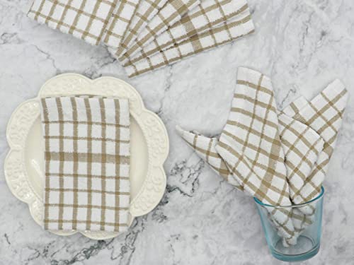 HFGBLG Cotton Dish Towels for Kitchen Wash Cloths Terry Dish Cloths, Set of 8, Light and Soft Cleaning Rags Kitchen Hand Towels, 13 Inch x 13 Inch (Brown-Dish Cloths
