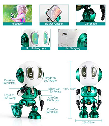 Aubllo Robots Toys for Kids Christmas Stocking Stuffers 2022 New Mini Talking Robots Gifts for Boys Girls Adults with 10 Hours Working Time USB Charging LED Eye Interactive Electronic Toy(Green)