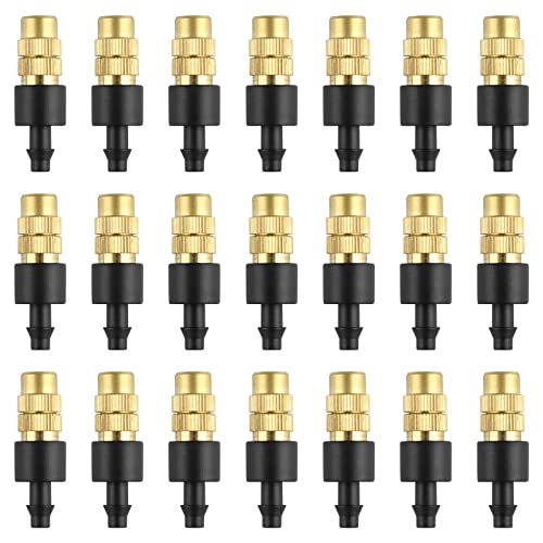 30PCS Adjustable Copper Atomizing Nozzle Kalolary Drip Irrigation Sprayer 4/7mm Atomizing Micro Sprinkler Garden Cooling Irrigation Equipment for Lawn Vegetables Greenhouse (Short)
