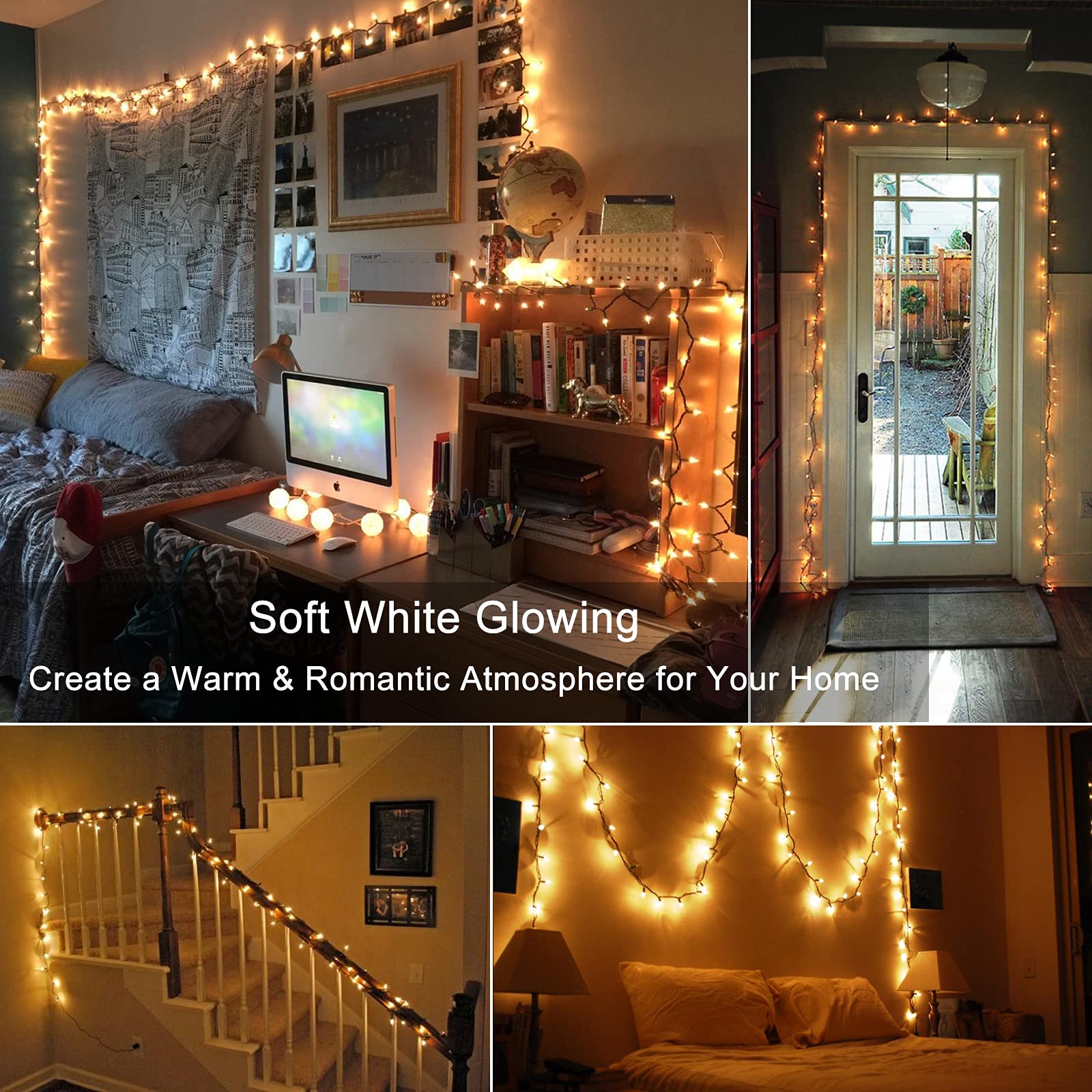 Brizled Warm White Clear Christmas Lights Connectable, 21FT 100 Count Mini Incandescent String Lights Plug in, Waterproof Xmas Tree Lights Green Wire for Indoor Outdoor Home Party Garden Yard Decor