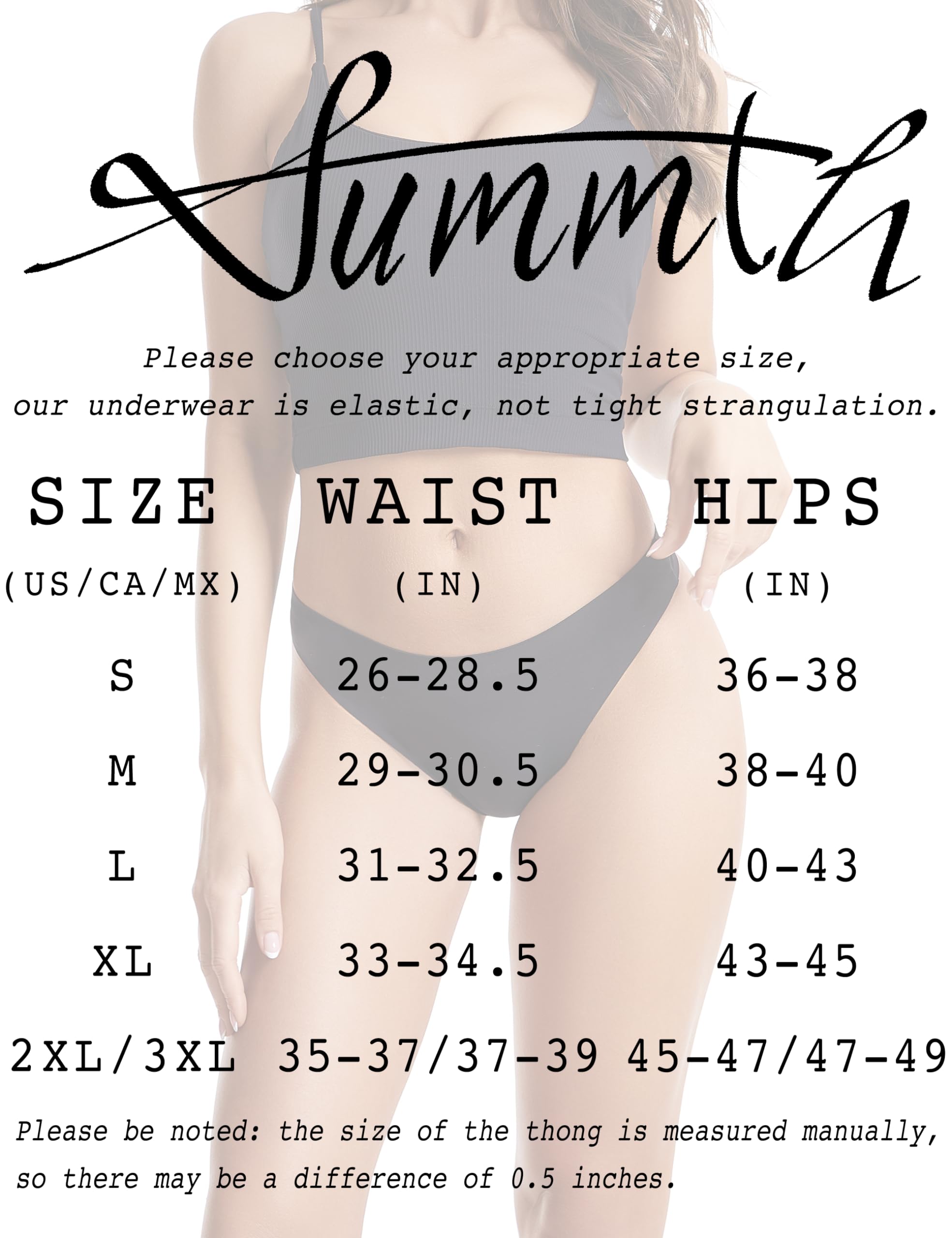 Summth Seamless Thongs for Women Underwear Black Thong Panties V-shaped Thong No Show Thong Underwear Size X-Large