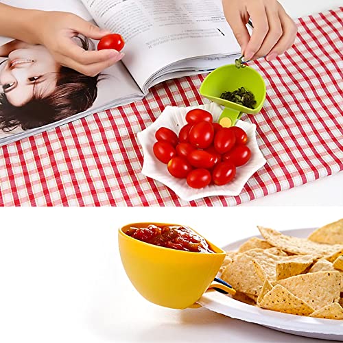 Dip Clip Bowl Plate Holder -8pcs Color Plastic Dish Chip And Dip Serving Set For Spice Tomato Sauce Salt Veggie Vinegar Ketchup Chips - Chip Clips Holders Cup Paper Plate Holder Condiment Cups Dipping