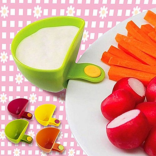 Dip Clip Bowl Plate Holder -8pcs Color Plastic Dish Chip And Dip Serving Set For Spice Tomato Sauce Salt Veggie Vinegar Ketchup Chips - Chip Clips Holders Cup Paper Plate Holder Condiment Cups Dipping