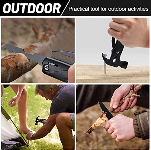 Multitool Camping Accessories, Stocking Stuffers for Men and Women, 12 in 1 Claw Hammer with Pliers Knife Saw, Screwdrivers Bottle Opener, Outdoor activities