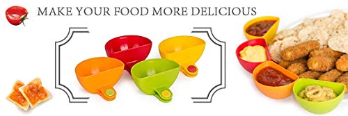 Dip Clip Bowl Plate Holder -8pcs Color Plastic Dish Chip And Dip Serving Set For Spice Tomato Sauce Salt Veggie Vinegar Ketchup Chips - Chip Clips Holders Cup Paper Plate Holder Condiment Cups Dipping