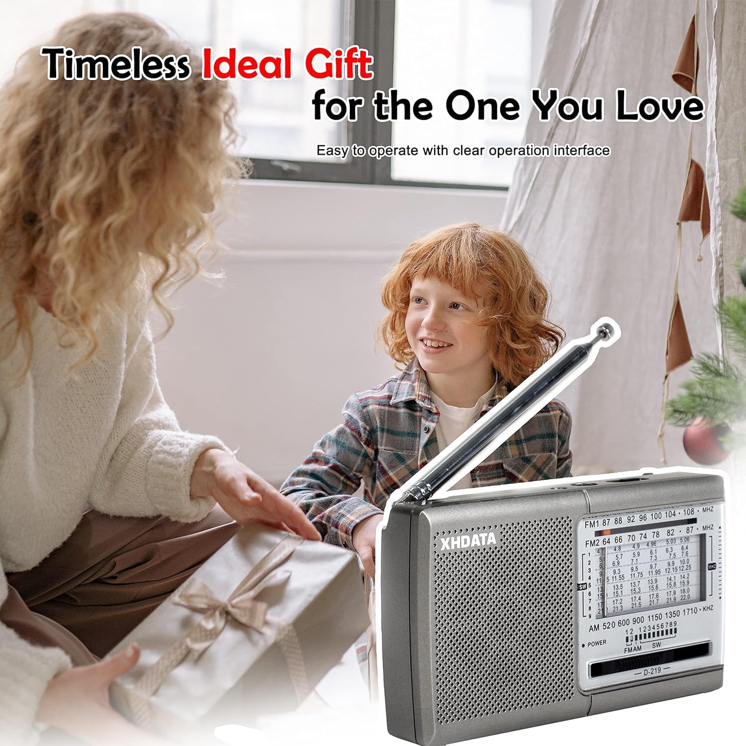 XHDATA D219 Portable AM FM Shortwave Radio Battery Operated Small Great Reception Radio with Good Sound,Earphone Jack for Elder,Home,Child [Silver]