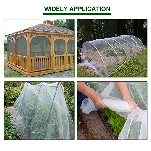 Agfabric Garden Netting Insect Pest Barrier Bird Netting for Garden Protection,Row Cover Mesh Netting for Vegetables Fruit Trees and Plants,6'x10',White