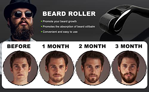 XIKEZAN Beard Growth Kit,w/Beard Roller,Beard Growth Oil,Beard Conditioner,Beard Wash,Balm,Comb,Brush,Scissor,Bag,EBook,Beard Care Grooming Kit Christmas Stocking Stuffers Gifts for Men Him Husband