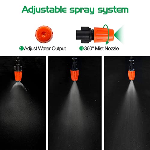 MIXC 1/4-inch Mist Irrigation Kits Accessories Plant Watering System with 50ft 1/4β Blank Distribution Tubing Hose, 20pcs Misters, 39pcs Barbed Fittings, Support Stakes, Quick Adapter, Model: GG0B