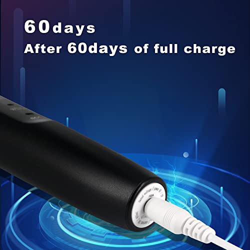 kingheroes Sonic Electric Toothbrush with 8 Brush Heads & Travel Case,4 Modes, One Charge for 60 Days, 42000 VPM Motor,Black Electric Toothbrush Set