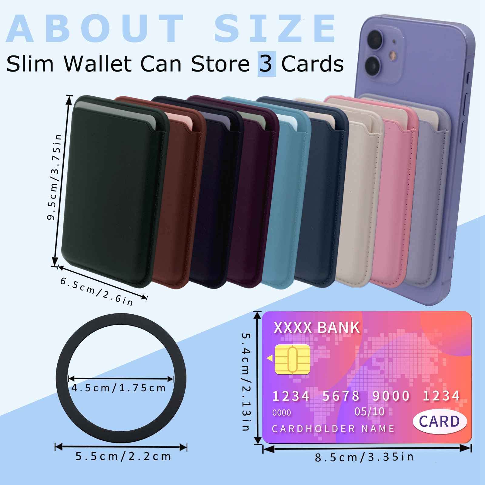 Meroqeel Magnetic Card Wallet Holder with Ring for MagSafe iPhone 14/13 / 12 Mini Plus and Pro Max Series, Leather Mag Safe Cell Phone Case with Strong Magnet for Credit Card - Midnight Black