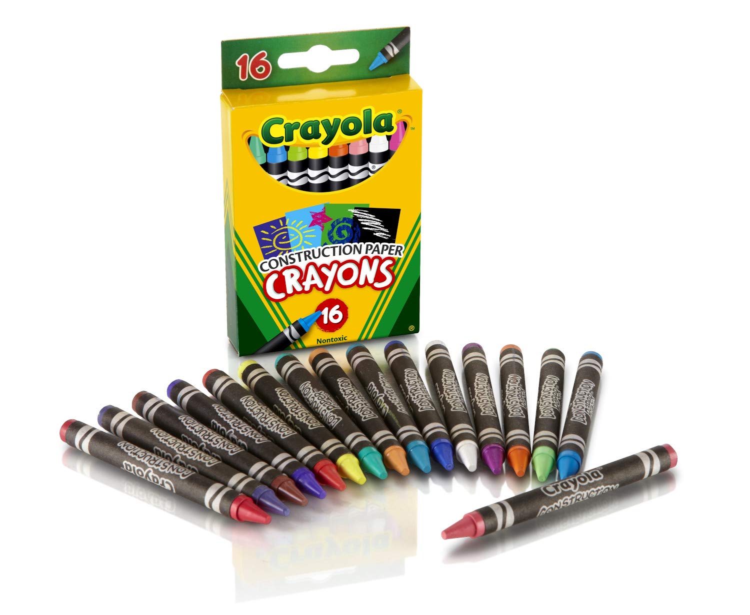 Crayola Construction Paper Crayons (16ct), Kids Crayons, Long-Lasting, Non-Toxic, Vibrant Colors for Kids Arts and Crafts, Ages 3+