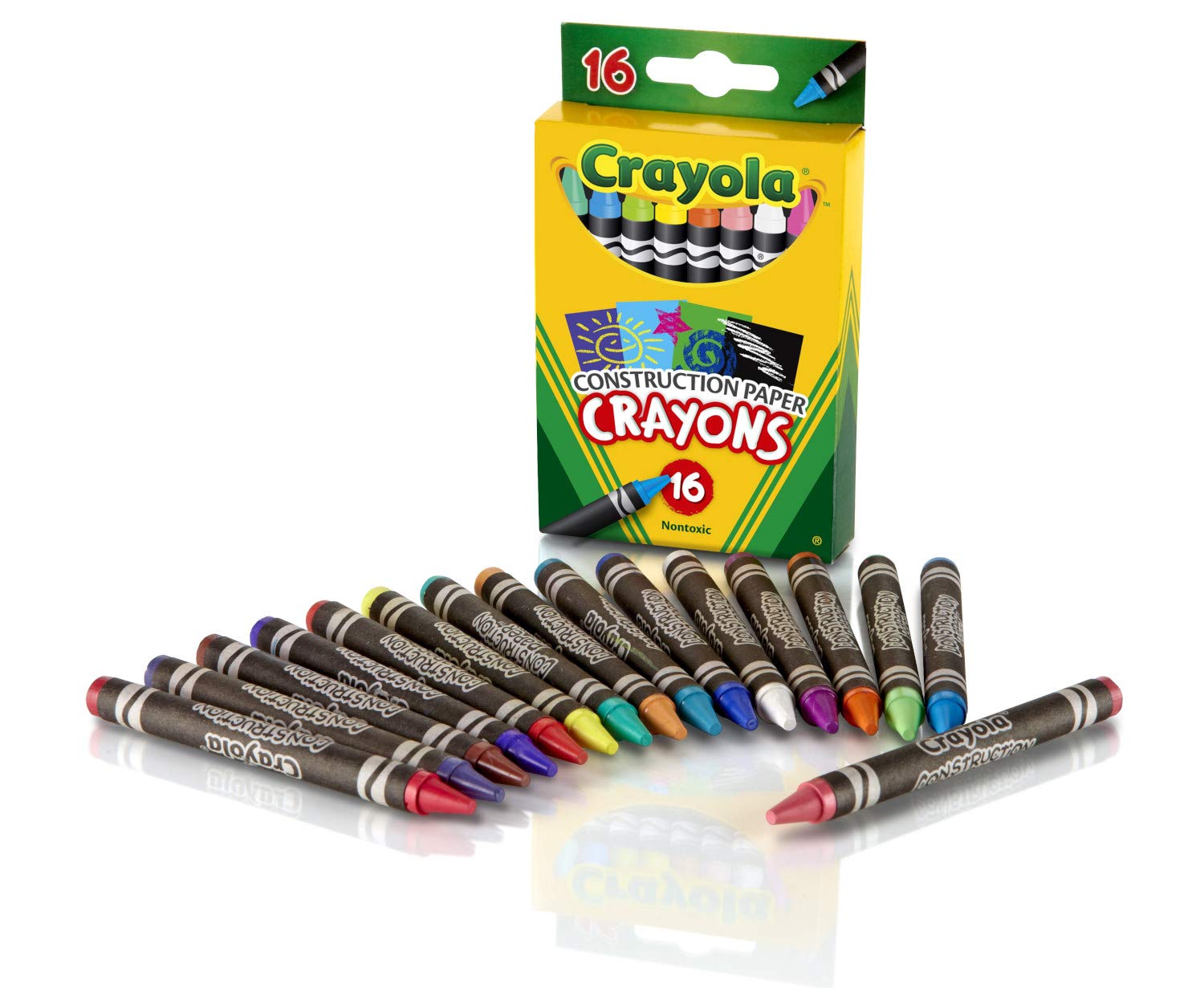 Crayola Construction Paper Crayons (16ct), Kids Crayons, Long-Lasting, Non-Toxic, Vibrant Colors for Kids Arts and Crafts, Ages 3+