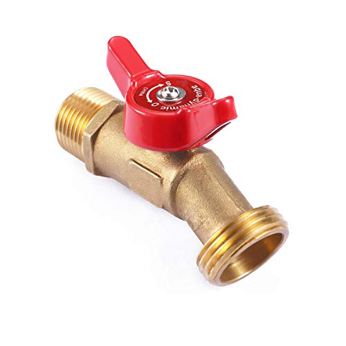 LitOrange 1 PCS Heavy Duty Brass Hose 90 Degree Elbow Stop Valve Hose Bibb Boiler Drain 3/4" Male NPT Inlet ×3/4" Male GHT Threaded Garden Hose Connector Adapter Water Shut-Off Valve Faucet