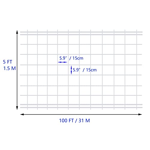 HHTHH White Trellis Netting 5x100 ft Heavy Duty Garden Trellis Netting Polypropylene Plant Support Garden Net for Climbing Vegetables Fruits Flowers