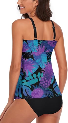 Smicabe Tankini Swimsuit for Women 2 Piece Modest Blouson Tank Top Bathing Suits with Bikini Bottom