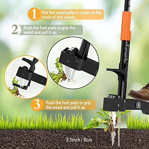 EEIEER Weed Puller Adjustable, 40ββ Stand-up Manual Weeders with 4 Claws, Efficient Weeding Tool for Lawn Yard Garden Patio