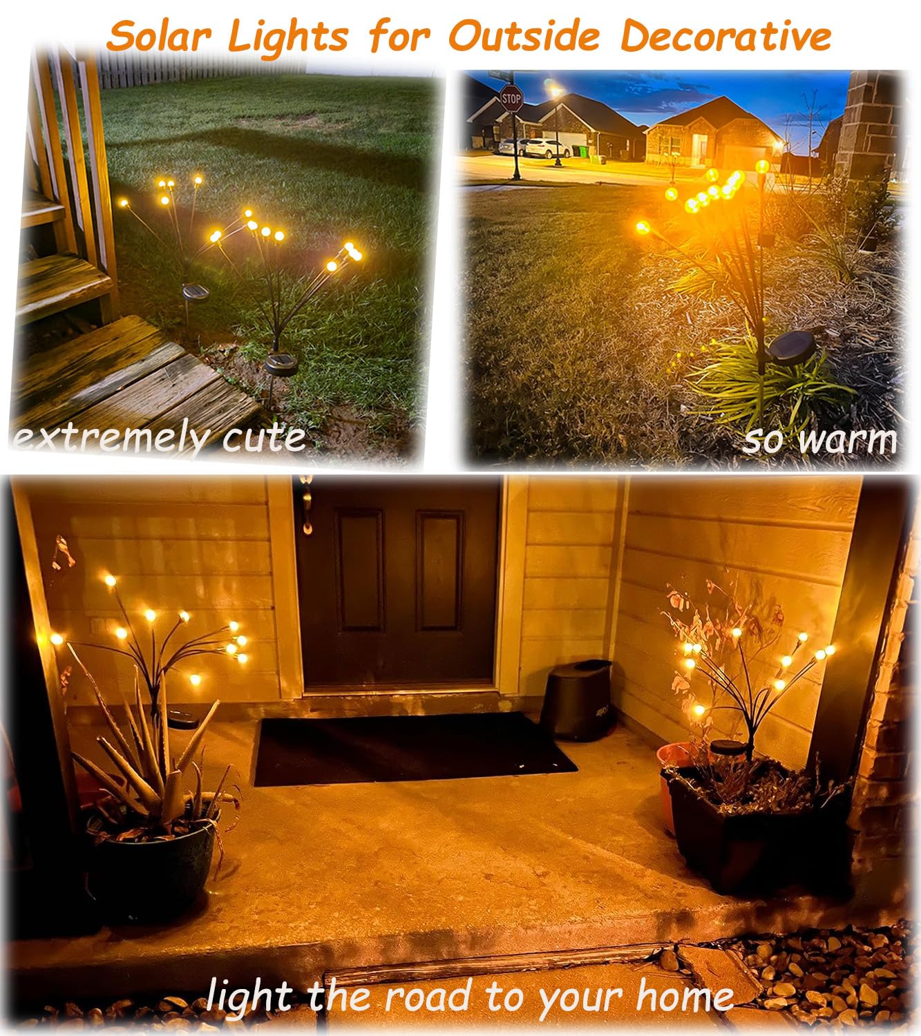 historyoo Solar Garden Light, 4Pack Outdoor Lights Solar Firefly Lights Solar Lights Outdoor Waterproof, Decor Lights for Garden Yard Patio Pathway, Solar Christmas Lights for Outside Warm Light