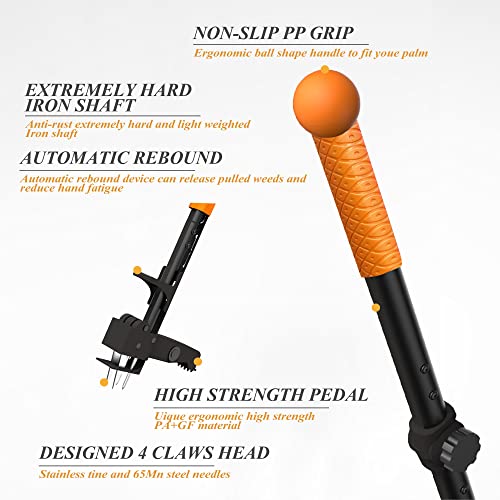 EEIEER Weed Puller Adjustable, 40ββ Stand-up Manual Weeders with 4 Claws, Efficient Weeding Tool for Lawn Yard Garden Patio