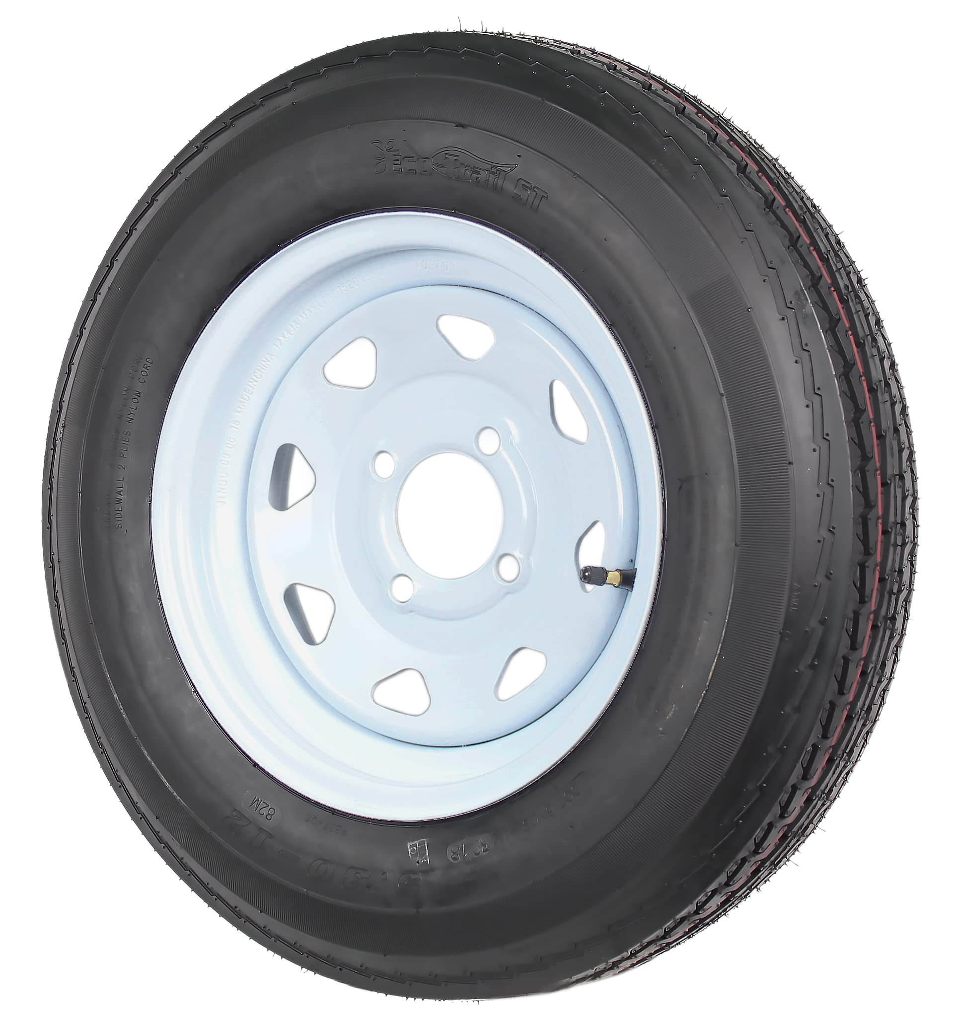 eCustomrim 2-Pack Trailer Tires On White Wheel Rims 530-12 5.30-12 5.30 x 12 Load Range C 4 Lug - 2 Year Warranty w/Free Roadside