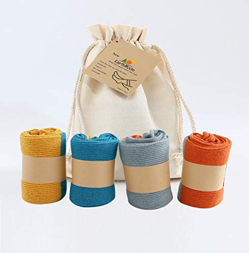 Earth Mode Hemp and Organic Cotton Crew Socks, Stocking stuffer for Christmas, Cozy Socks 4 Pairs with Gift bag