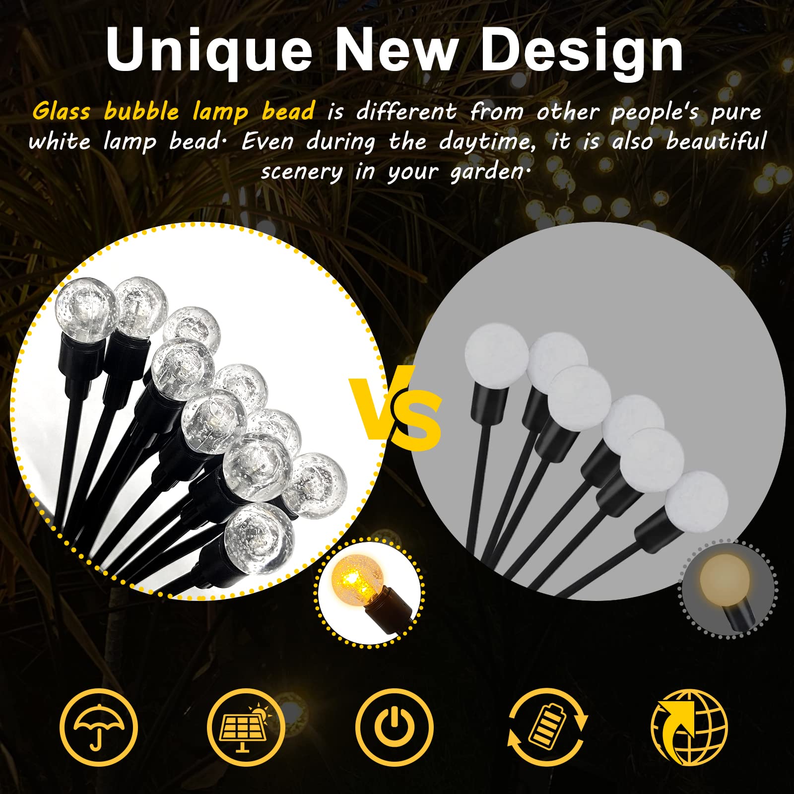 historyoo Solar Garden Light, 4Pack Outdoor Lights Solar Firefly Lights Solar Lights Outdoor Waterproof, Decor Lights for Garden Yard Patio Pathway, Solar Christmas Lights for Outside Warm Light