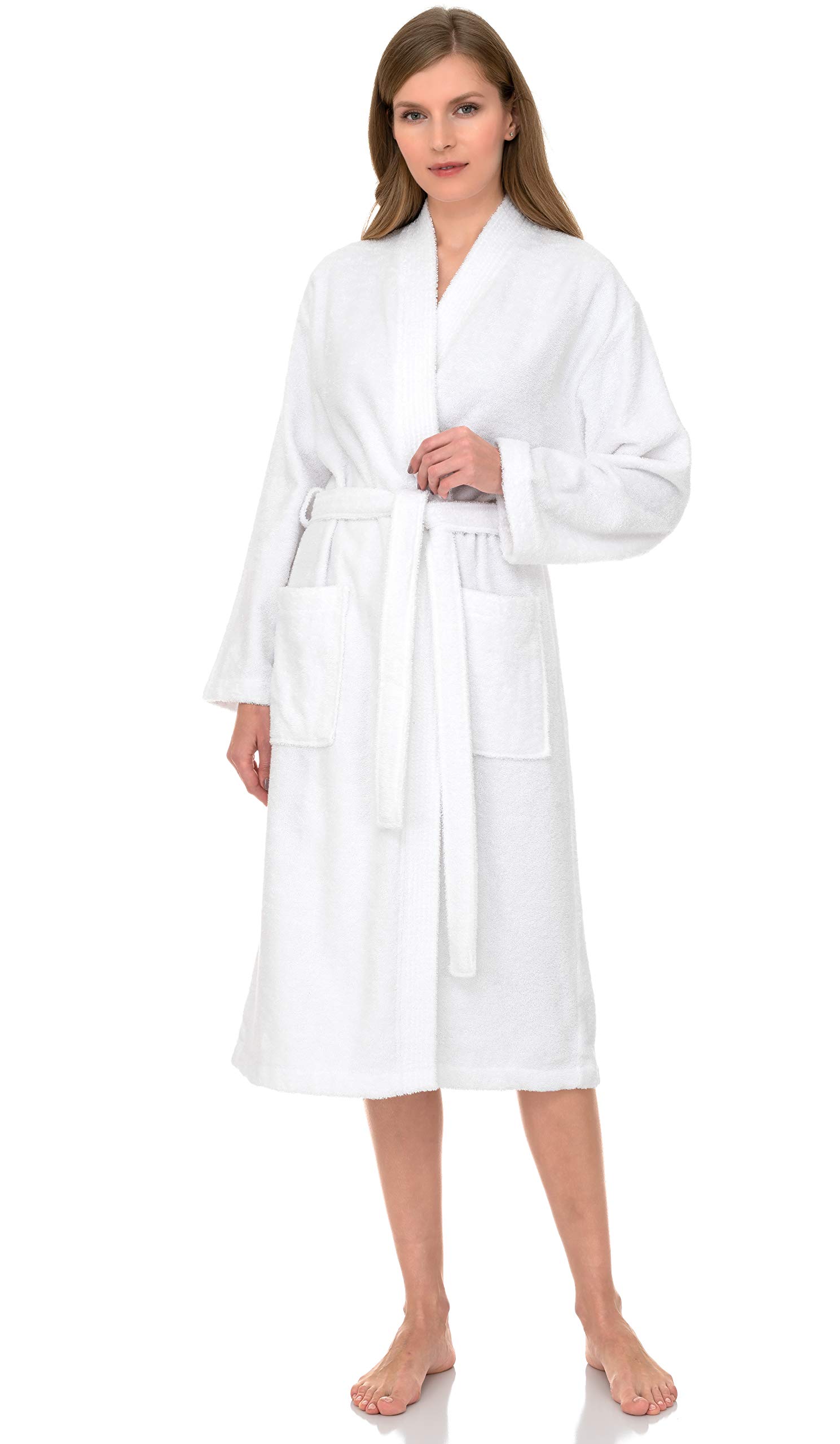TowelSelections Womens Robe, Cotton Terry Cloth Robes for Women, Soft Kimono Bathrobe for Women Medium/Large White