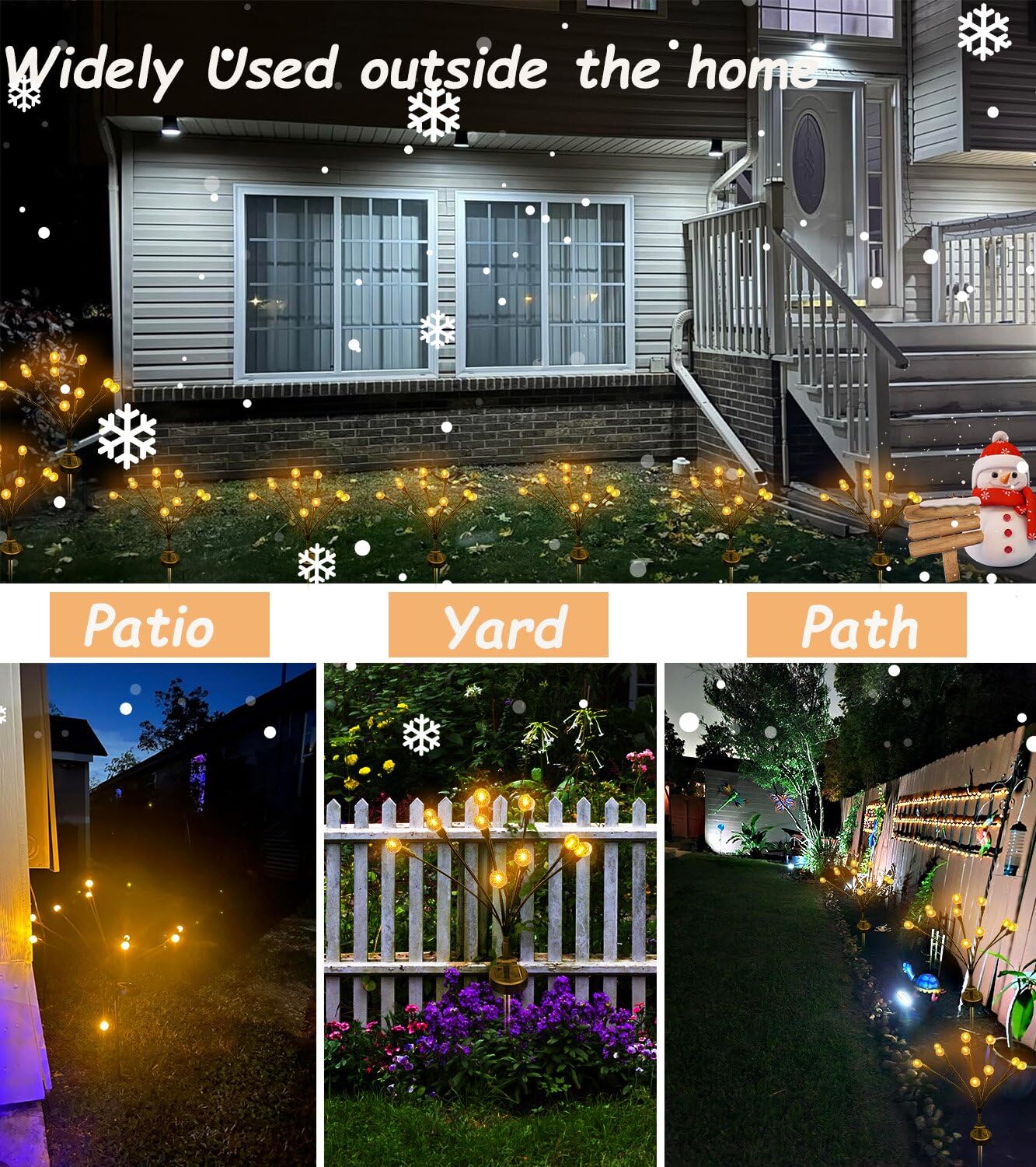historyoo Solar Garden Light, 4Pack Outdoor Lights Solar Firefly Lights Solar Lights Outdoor Waterproof, Decor Lights for Garden Yard Patio Pathway, Solar Christmas Lights for Outside Warm Light
