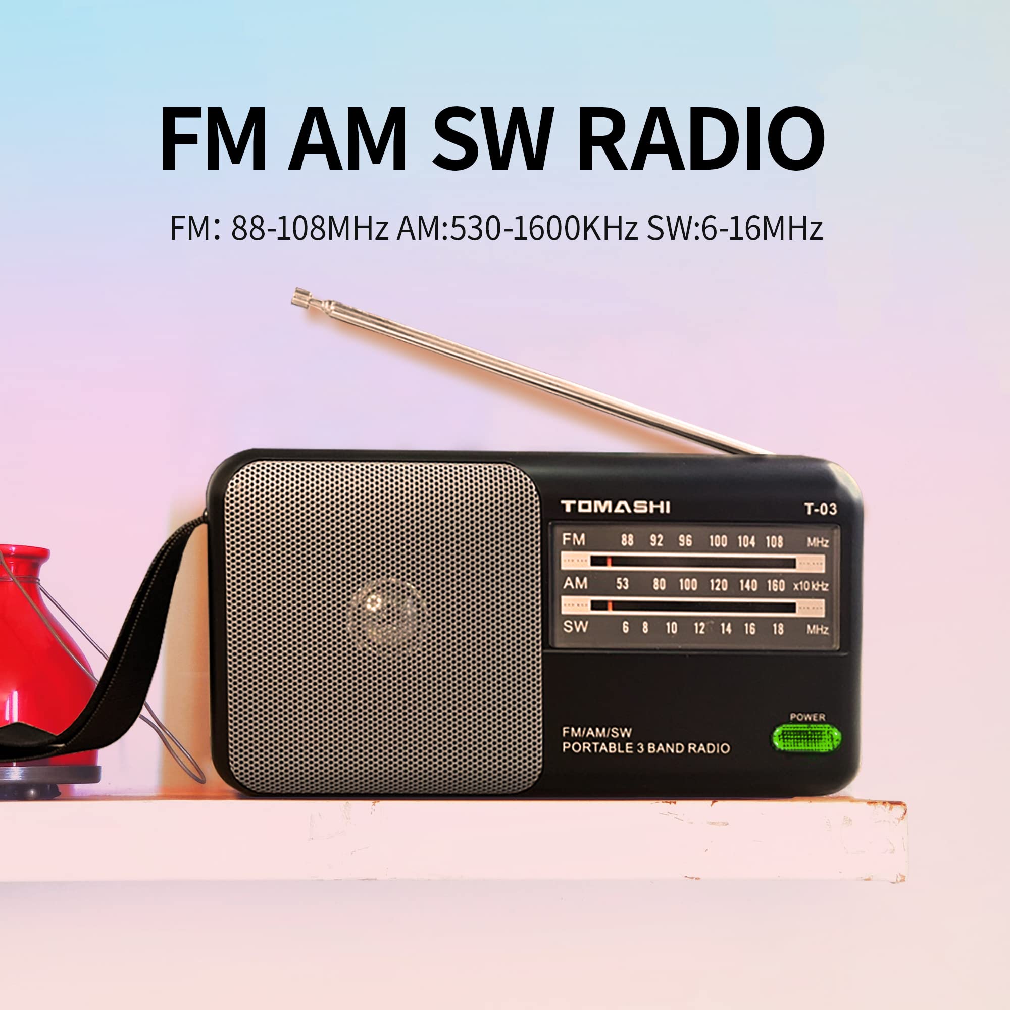 TOMASHI Radio Portable Shortwave Radio,SW FM AM Transistor Radio with Best Reception,123456789