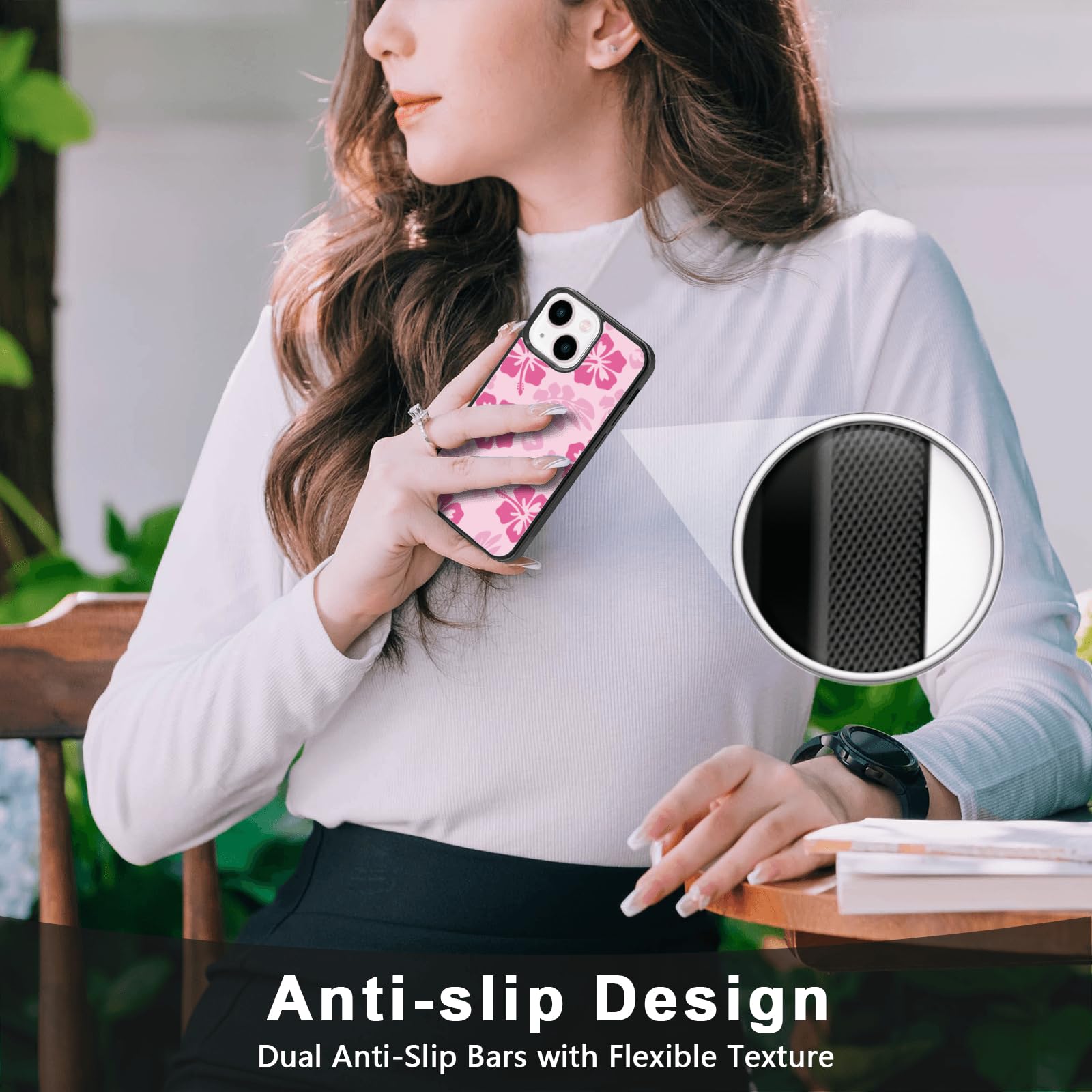 Pink Hibiscus Phone Case Compatible with iPhone 13 Mini 5.4 Inch - Shockproof Protective TPU Cute Flower Printed Phone Case Designed for iPhone 13 Mini Case for Men Girls Women