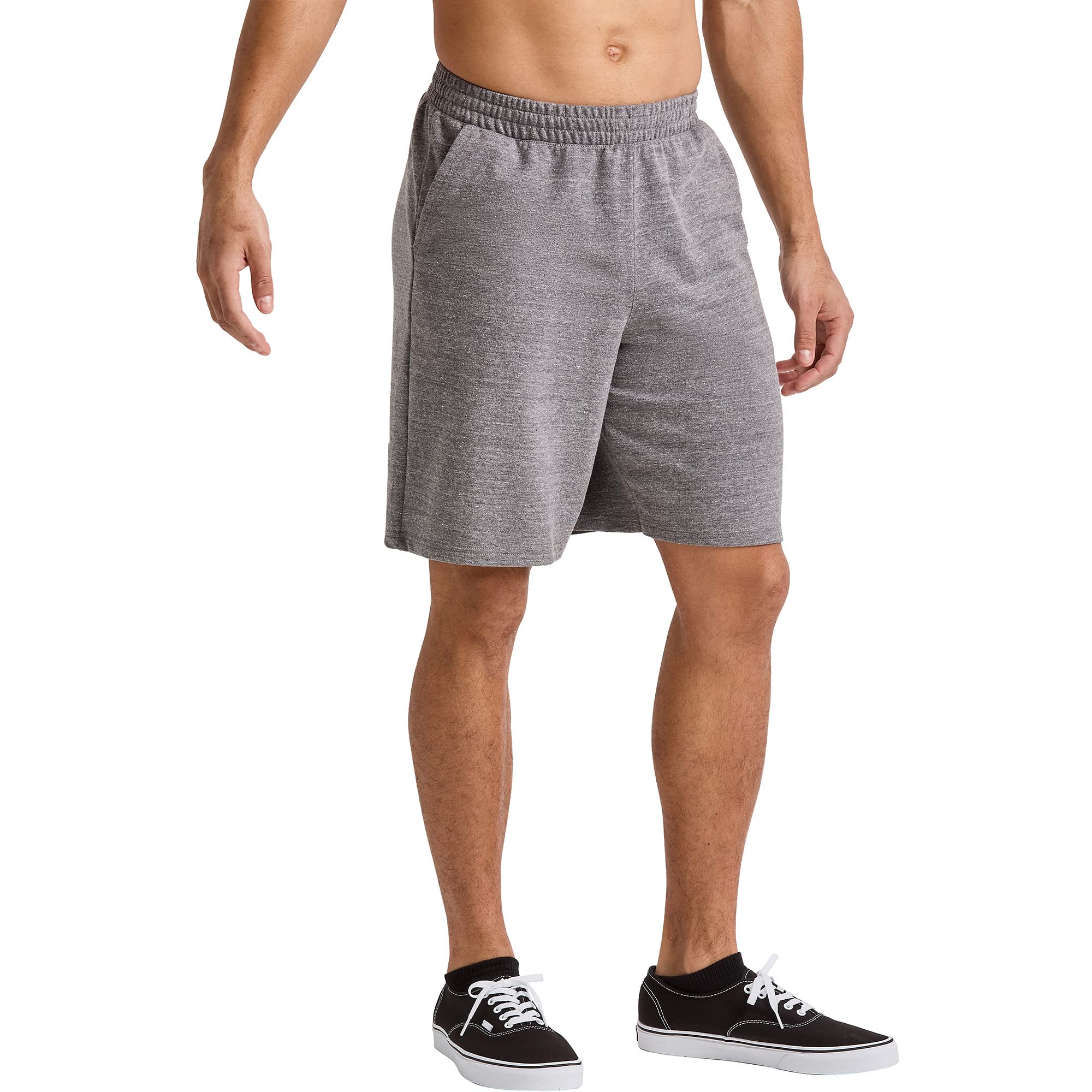 Hanes Comfortblend Men's Originals French Terry Sweat, Pull-On Athletic Shorts, 9", Black 50R PE Heather, Medium