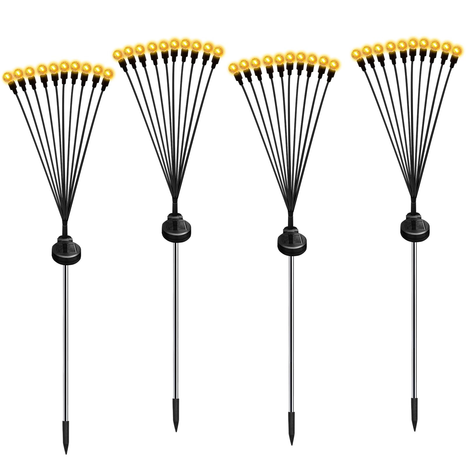 historyoo Solar Garden Light, 4Pack Outdoor Lights Solar Firefly Lights Solar Lights Outdoor Waterproof, Decor Lights for Garden Yard Patio Pathway, Solar Christmas Lights for Outside Warm Light