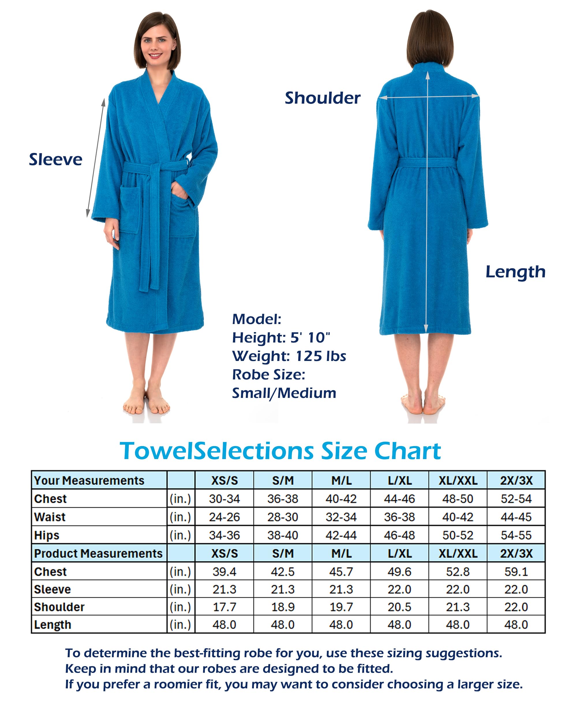 TowelSelections Womens Robe, Cotton Terry Cloth Robes for Women, Soft Kimono Bathrobe for Women Medium/Large White