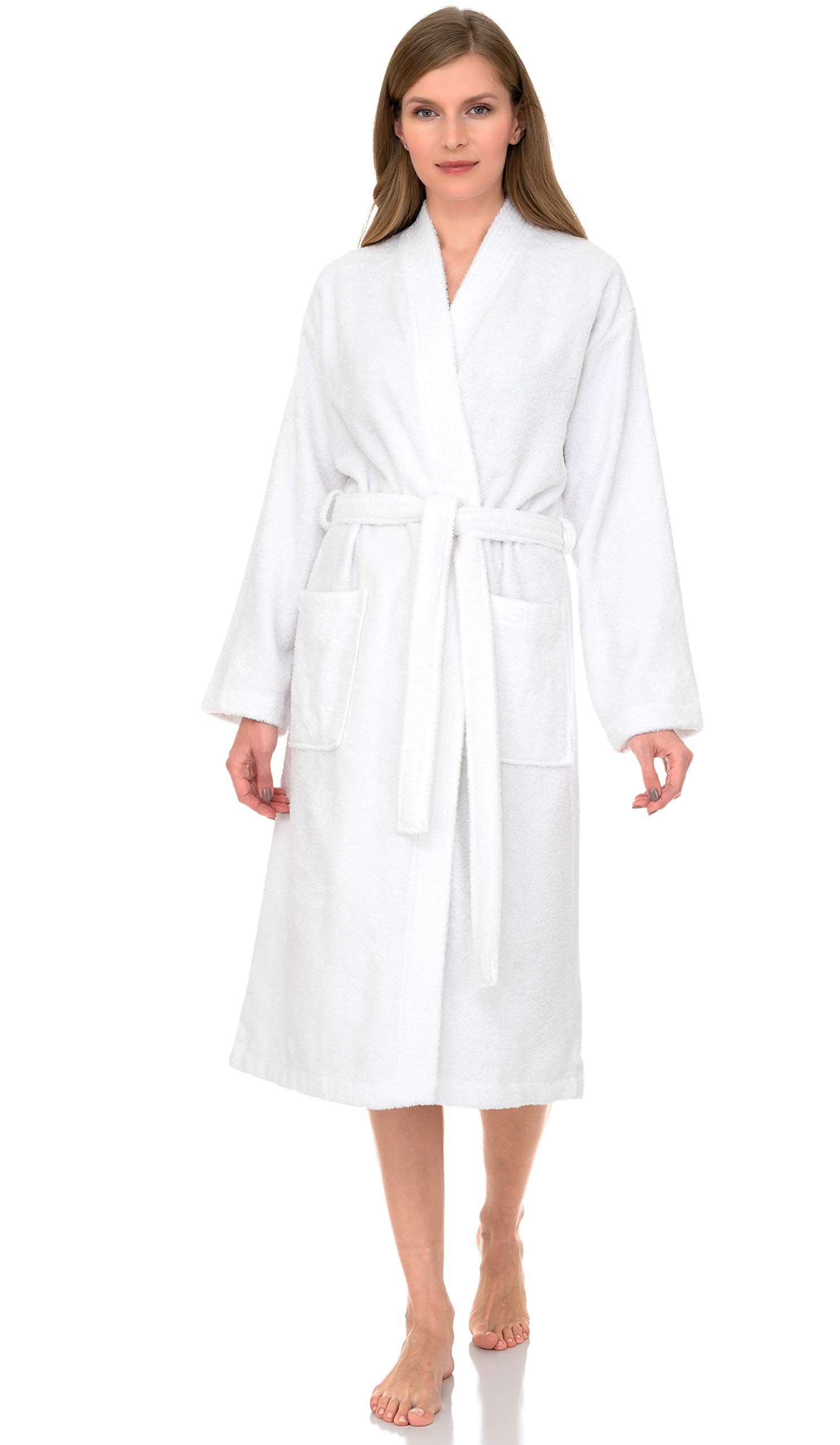 TowelSelections Womens Robe, Cotton Terry Cloth Robes for Women, Soft Kimono Bathrobe for Women Medium/Large White